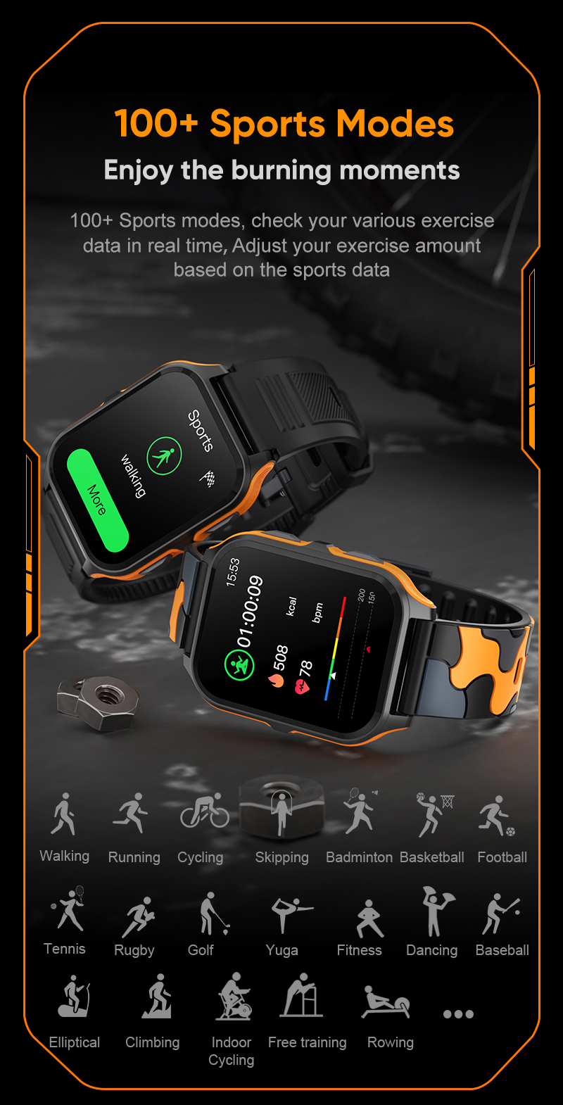 YES Bolt Pro Smartwatch | 1.83'' IPS HD Display, BT Call & Music ...